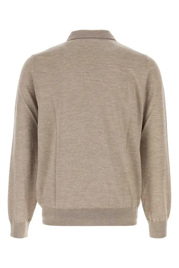 Brioni Dove Grey Cashmere Blend Polo Shirt