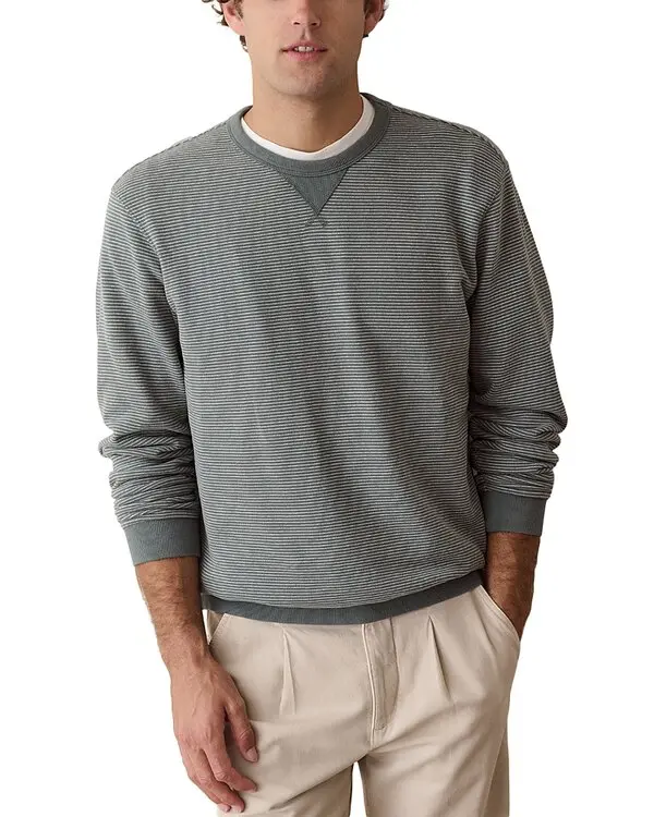 Marine Layer Relaxed Cloud 9 Terry Crewneck Sweatshirt - Basalm Green Stripe