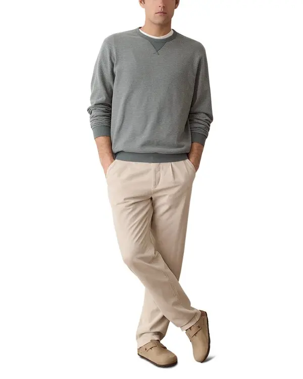 Marine Layer Relaxed Cloud 9 Terry Crewneck Sweatshirt - Basalm Green Stripe