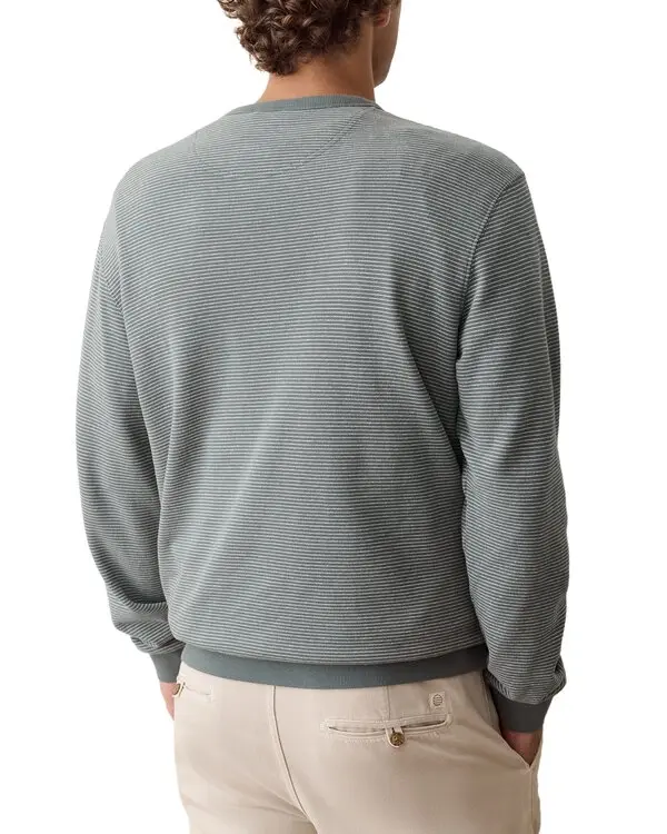 Marine Layer Relaxed Cloud 9 Terry Crewneck Sweatshirt - Basalm Green Stripe