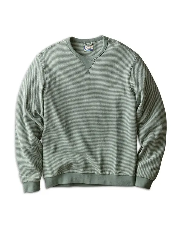 Marine Layer Relaxed Cloud 9 Terry Crewneck Sweatshirt - Basalm Green Stripe
