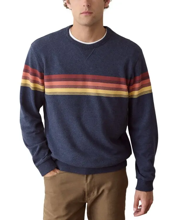 Marine Layer Relaxed Cloud 9 Terry Crewneck Sweatshirts - Navy Sunset Stripe