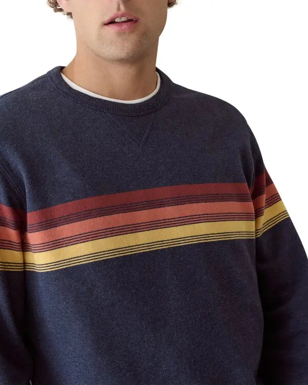Marine Layer Relaxed Cloud 9 Terry Crewneck Sweatshirts - Navy Sunset Stripe