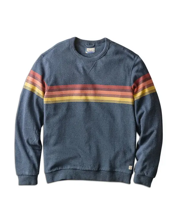 Marine Layer Relaxed Cloud 9 Terry Crewneck Sweatshirts - Navy Sunset Stripe