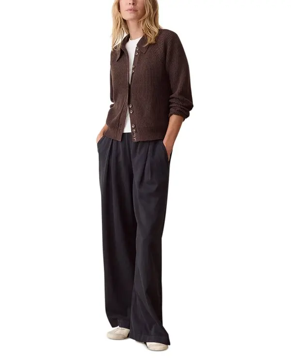Marine Layer Collared Long Sleeve Cardigan - Chocolate