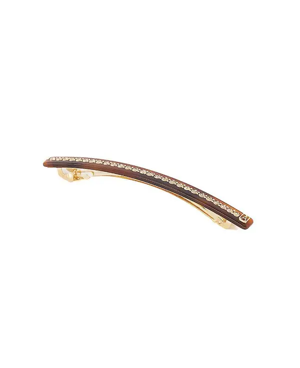 Alexandre De Paris Tuileries Thin Barrette With Swarovski Strass - Brown