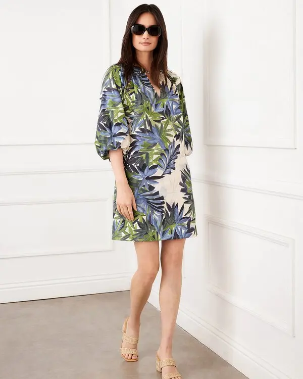 Karen Kane Cotton Puffed Sleeve Peasant Dress