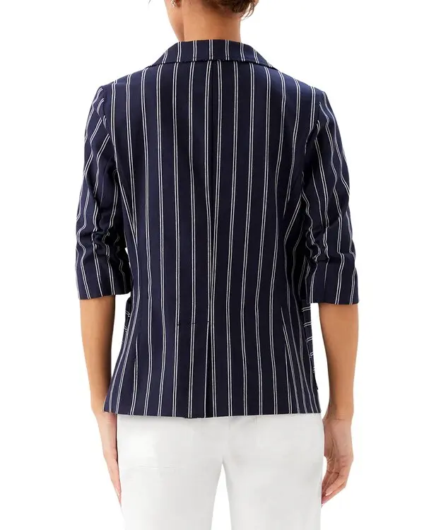 Karen Kane Striped Ruched Sleeve Blazer