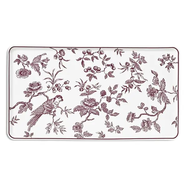 Bernardaud Porcelain Bird Motif Rectangular Platter - Albertine Prune