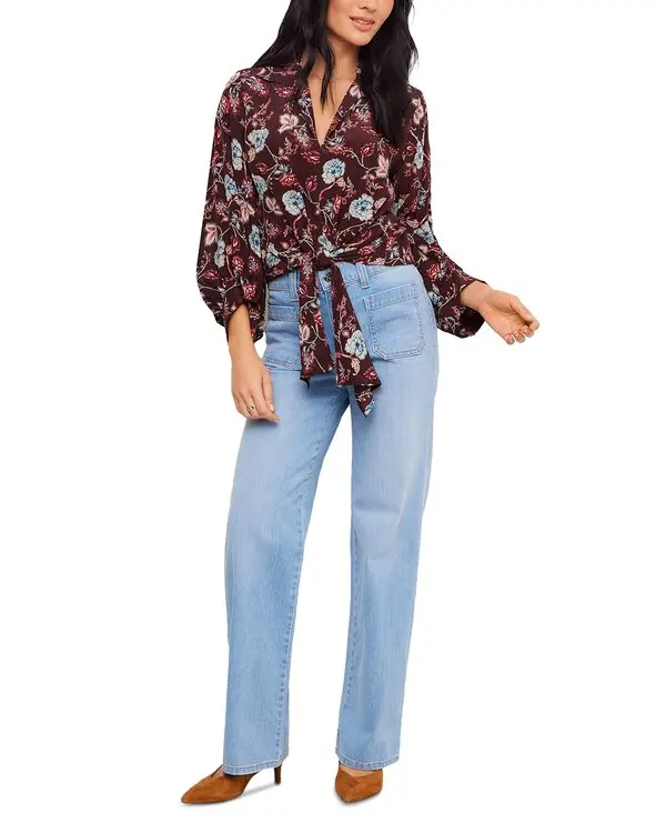 Karen Kane Blouson Sleeve Tie Front Top
