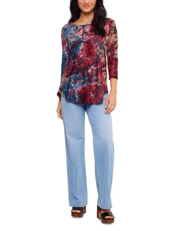 Karen Kane Tie Dye Burnout Shirttail Hem Top