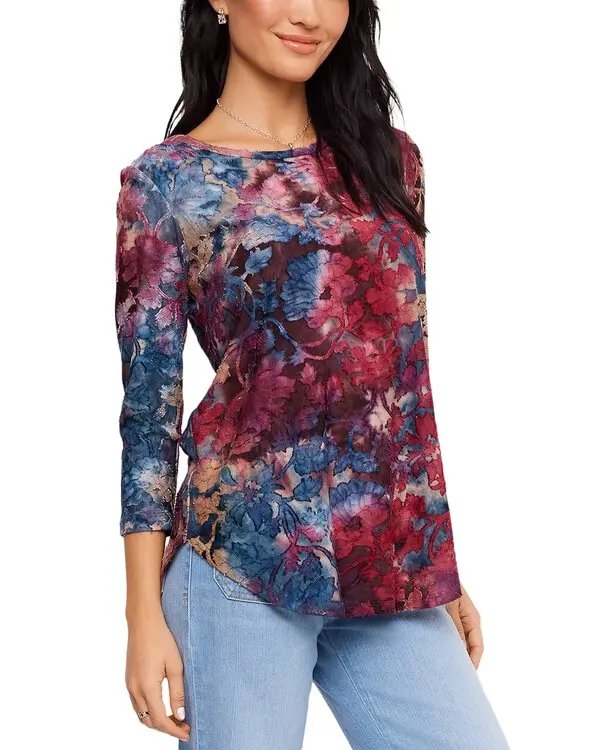 Karen Kane Tie Dye Burnout Shirttail Hem Top