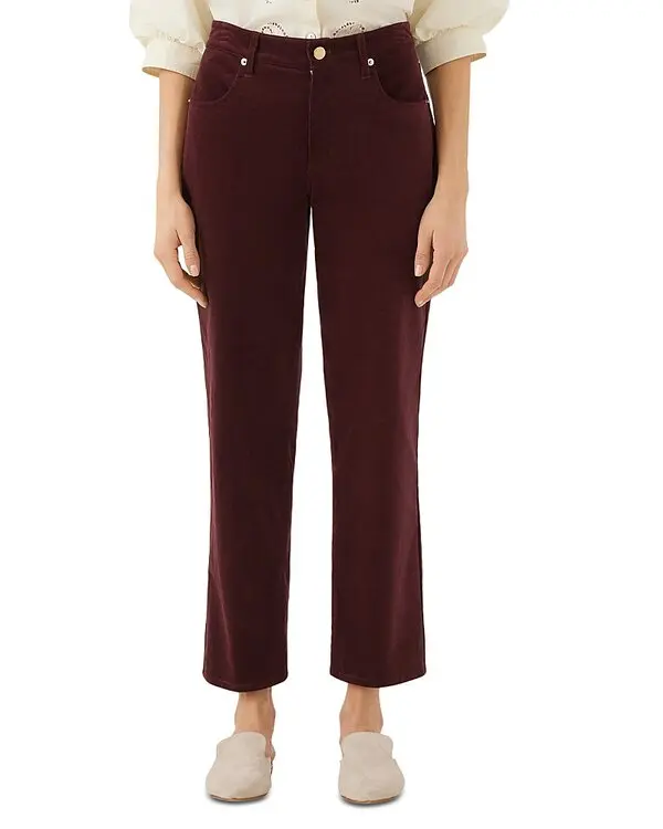 Karen Kane High Rise Corduroy Ankle Pants - Wine