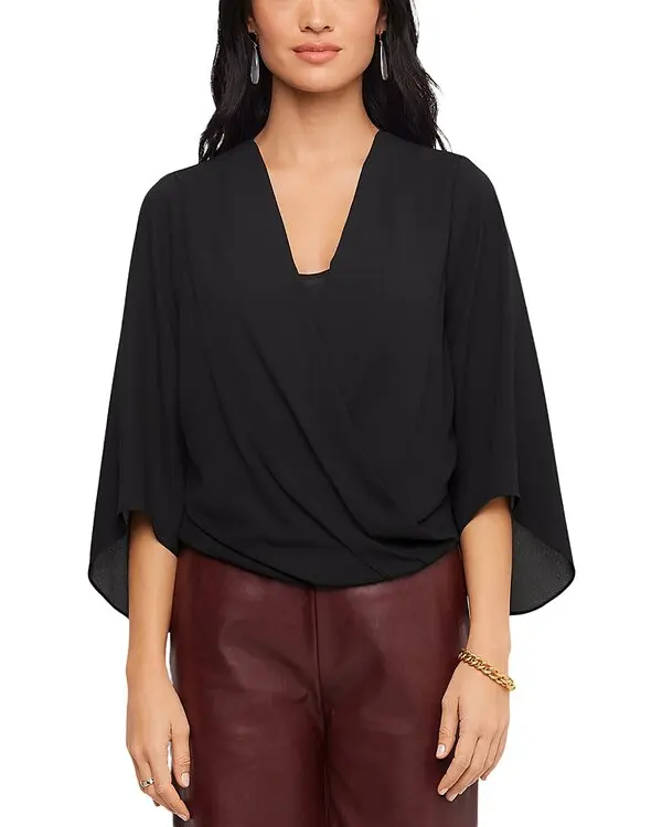 Karen Kane Draped Crossover Top - Black