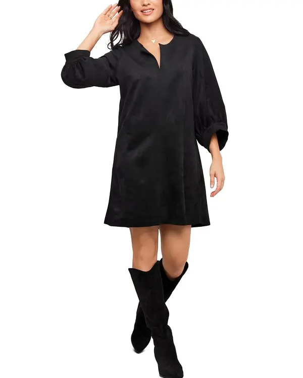 Karen Kane Faux Suede Puff Sleeve Dress