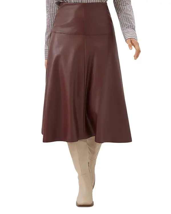 Karen Kane Faux Leather Midi Skirt - Wine