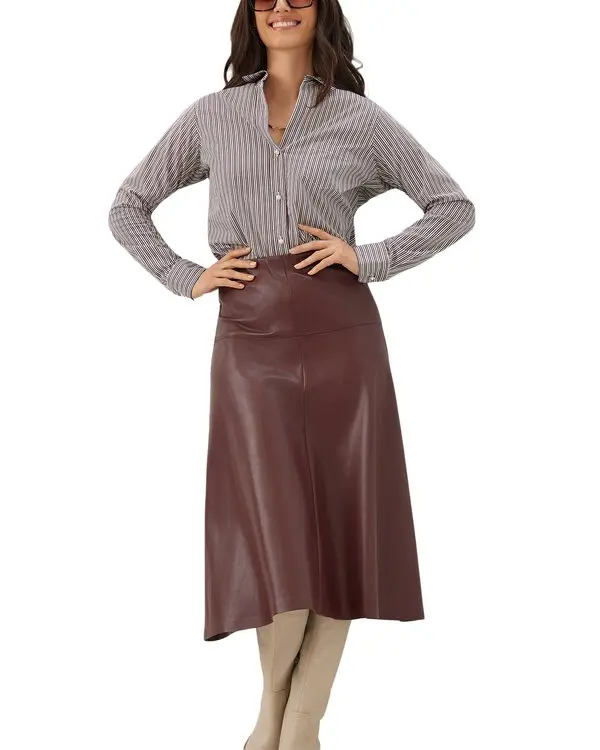 Karen Kane Faux Leather Midi Skirt