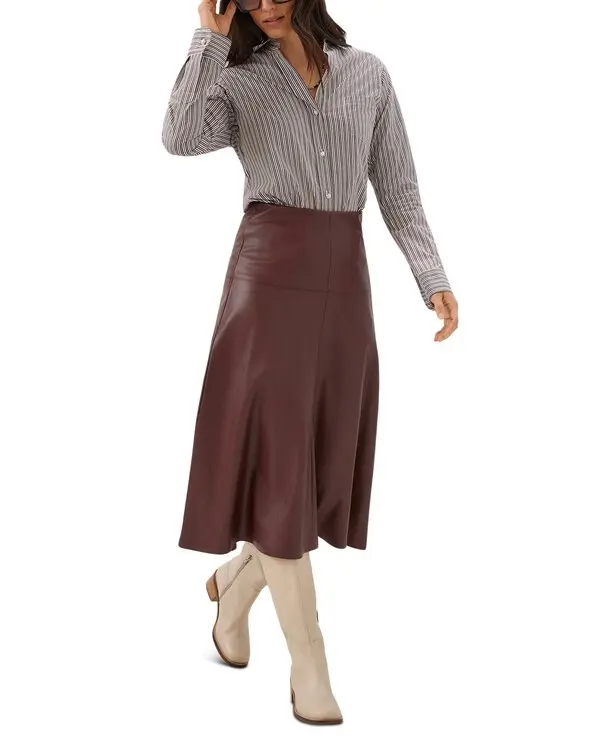 Karen Kane Faux Leather Midi Skirt