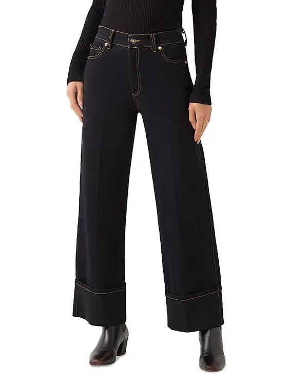 Karen Kane High Rise Cuffed Cropped Jeans - Black