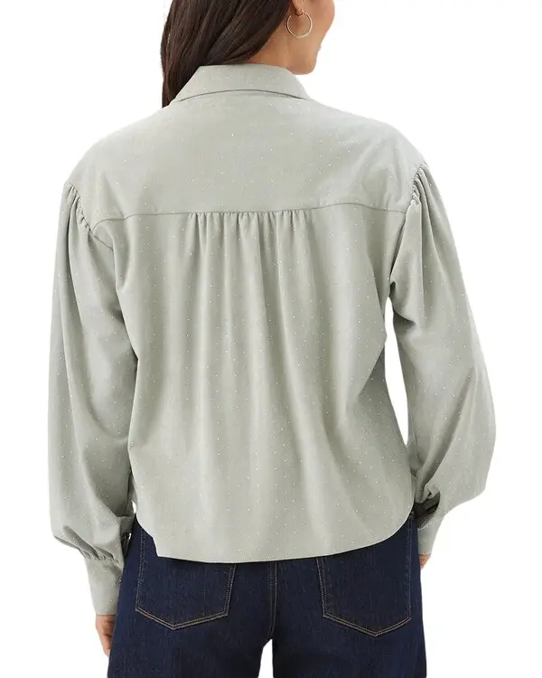 Karen Kane Faux Suede Embellished Dropped Shoulder Blouse