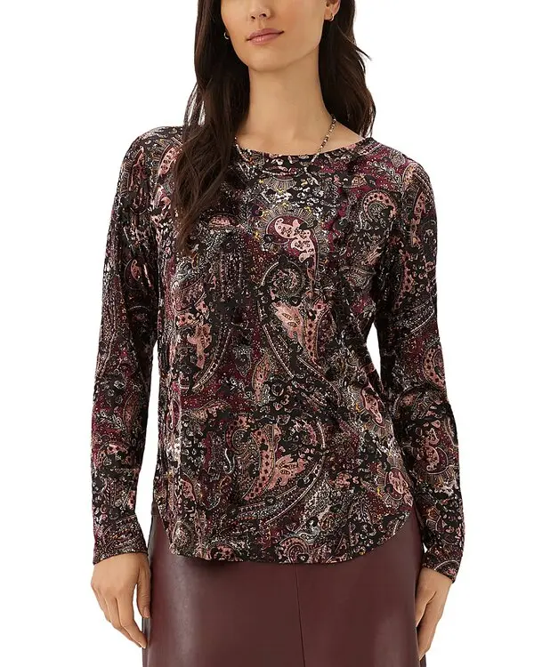 Karen Kane Long Sleeve Velvet Burnout Top - Print