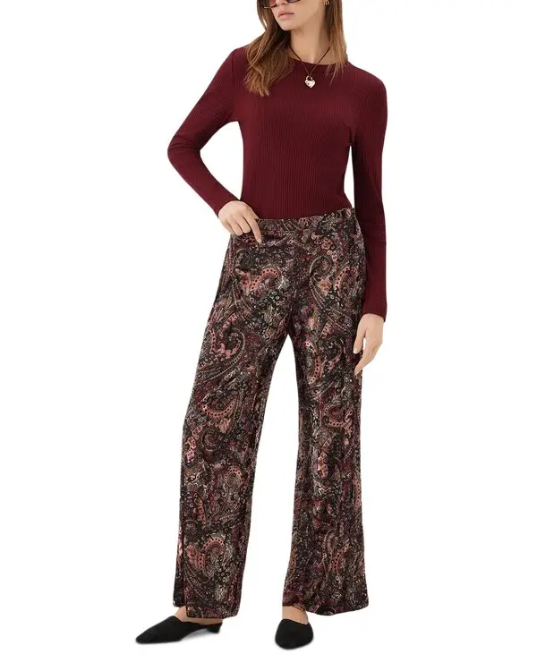 Karen Kane Velvet Burnout Wide Leg Pants