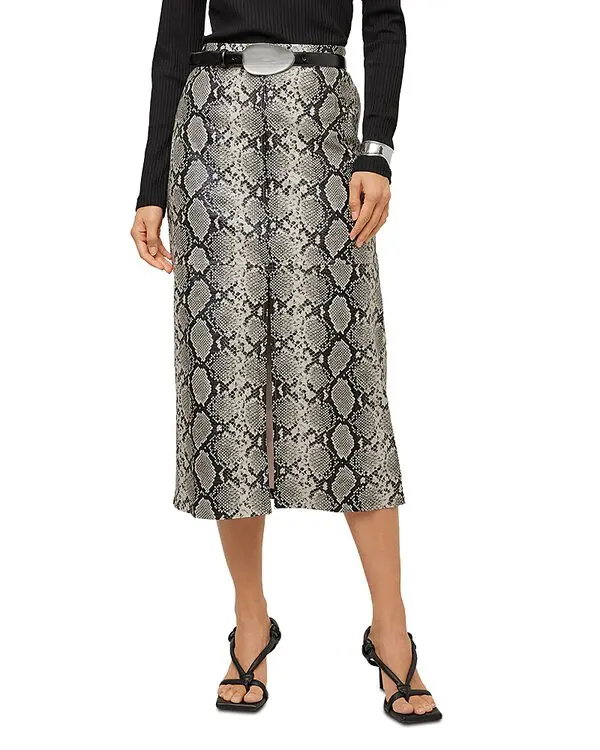 Fifteen Twenty Kaia Faux Leather Printed Midi Skirt