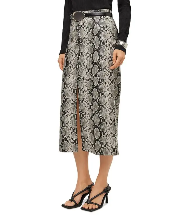 Fifteen Twenty Kaia Faux Leather Printed Midi Skirt