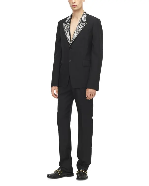 Alexander McQueen Wool Blend Floral Lapel Blazer