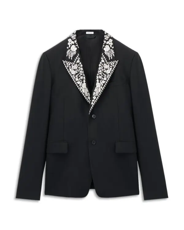 Alexander McQueen Wool Blend Floral Lapel Blazer