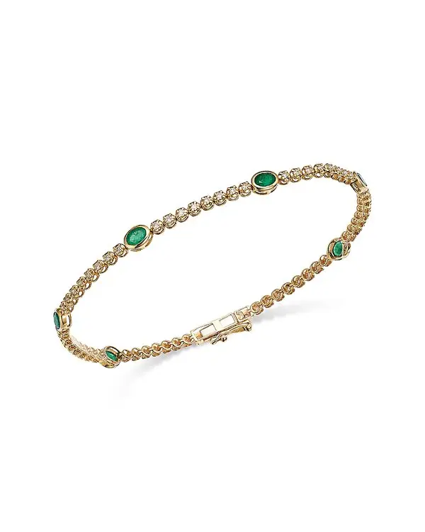 Bloomingdale'S Emerald And Diamond Tennis Bracelet In 14k Yellow - Gold