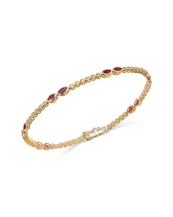 Bloomingdale'S Ruby And Diamond Tennis Bracelet In 14k Yellow - Gold