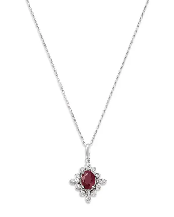 Bloomingdale'S Ruby And Diamond Pendant Necklace In 14k White Gold