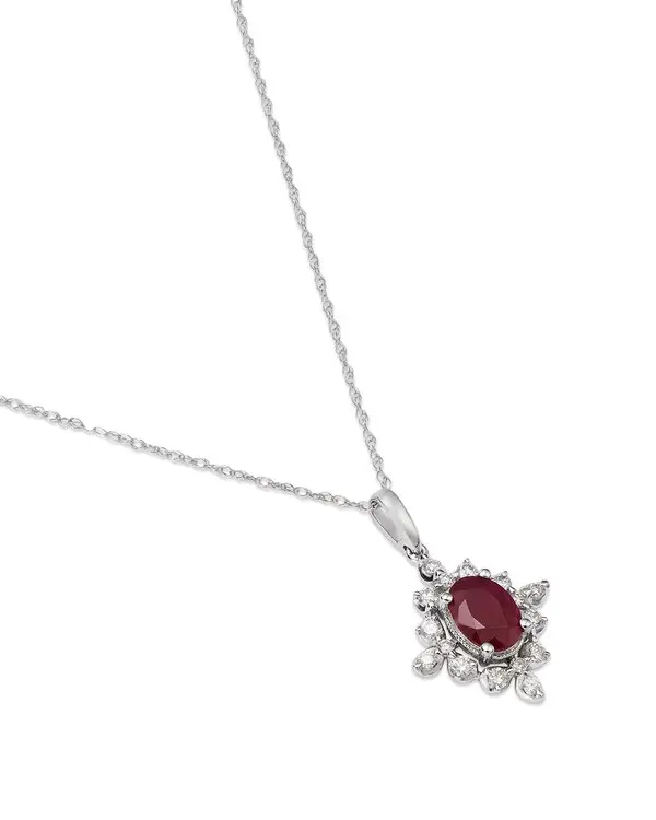 Bloomingdale'S Ruby And Diamond Pendant Necklace In 14k White Gold