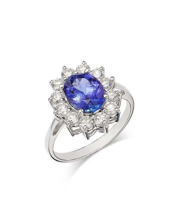 Bloomingdale'S Tanzanite And Diamond Ring In 14k White Gold - Blue/white