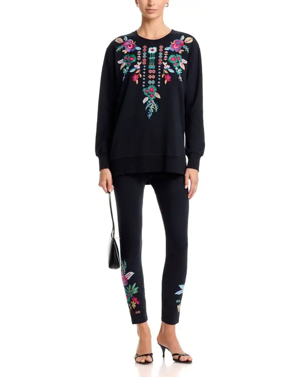 Johnny Was High Low Crewneck Cotton Sweatshirt