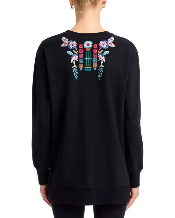 Johnny Was High Low Crewneck Cotton Sweatshirt