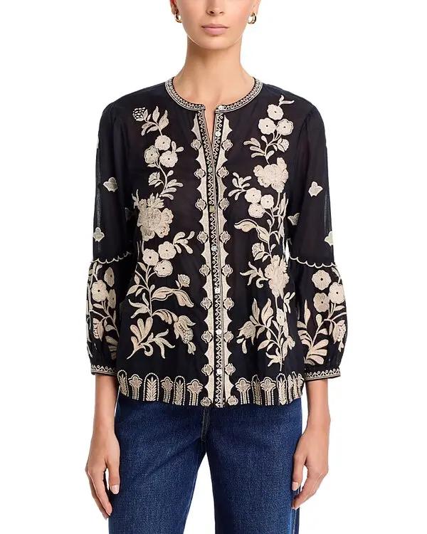 Johnny Was Soretta Scallop Sleeve Cotton Blouse