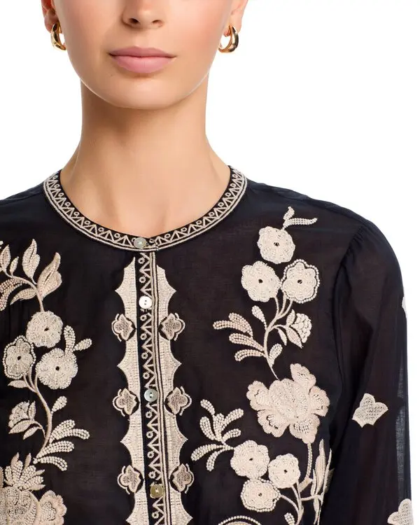Johnny Was Soretta Scallop Sleeve Cotton Blouse