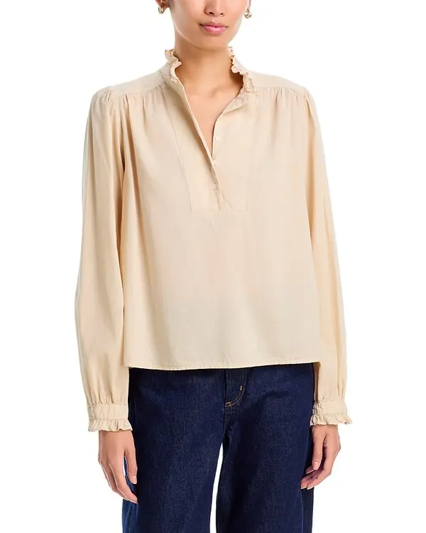 Xirena Dorien Cotton Ruffle Collar Top - Parchment