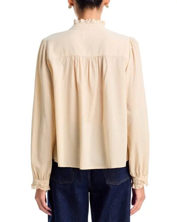 Xirena Dorien Cotton Ruffle Collar Top