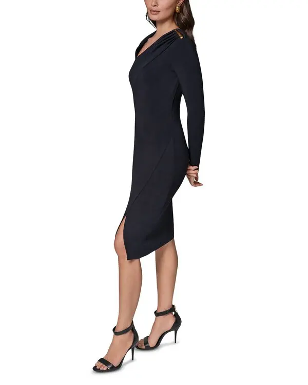 Donna Karan New York Asymmetrical Neck Sheath Dress - Black