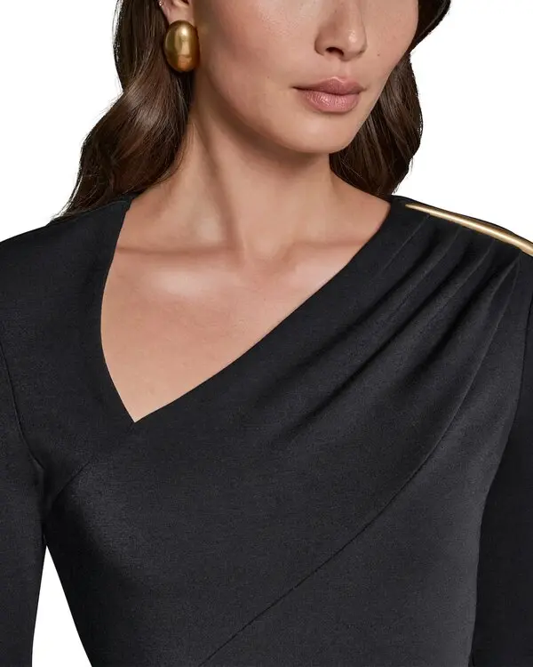 Donna Karan New York Asymmetrical Neck Sheath Dress - Black