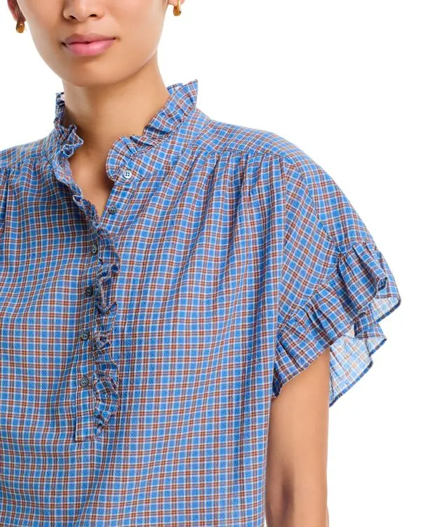 Xirena Brie Printed Ruffle Trim Blouse
