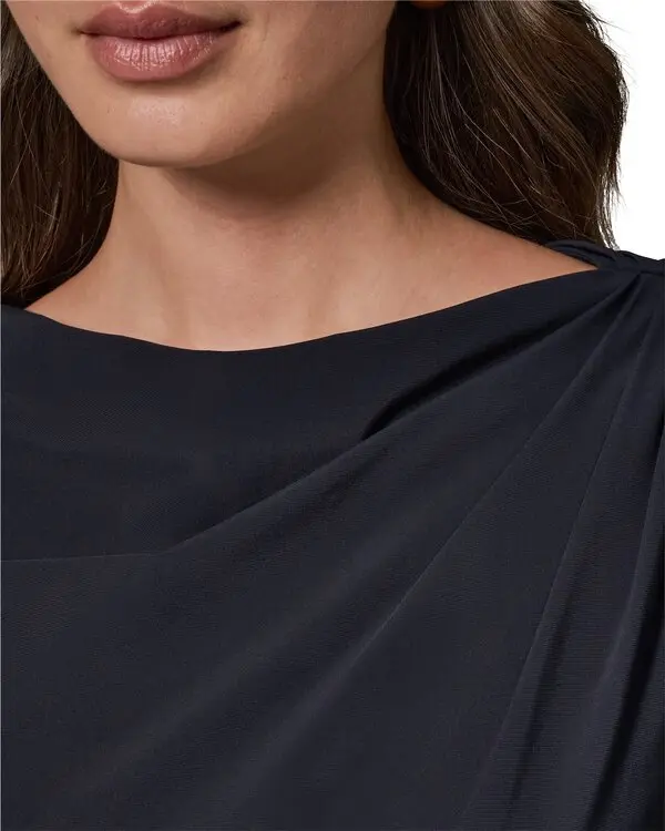 Donna Karan New York Sleeveless Draped Sheath Dress With Gold-tone Accent