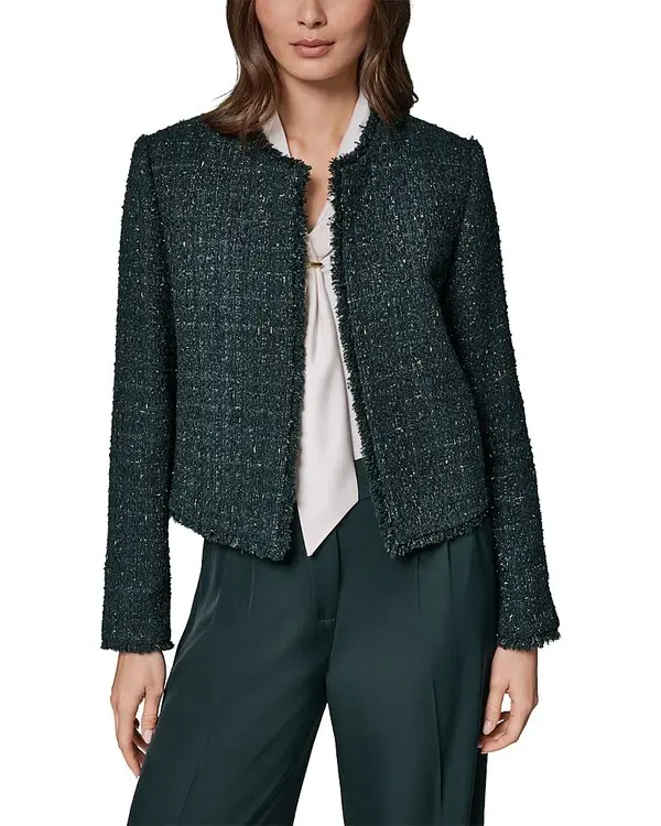 Donna Karan New York Fringe Trim Open Front Jacket