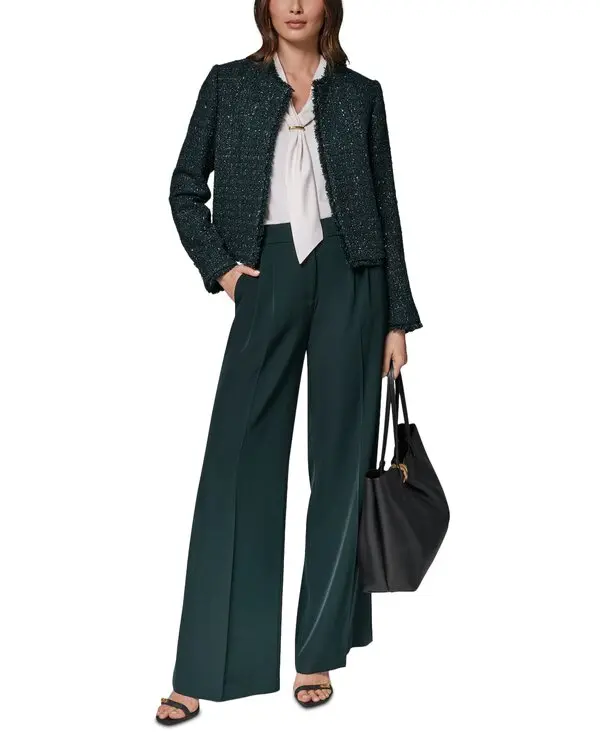 Donna Karan New York Fringe Trim Open Front Jacket