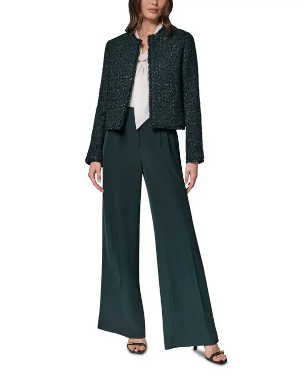 Donna Karan New York Fringe Trim Open Front Jacket
