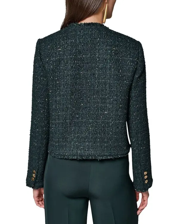 Donna Karan New York Fringe Trim Open Front Jacket