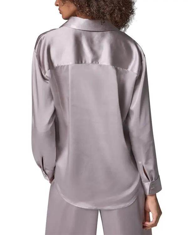 DONNA KARAN WEEKEND Satin Button Front Blouse